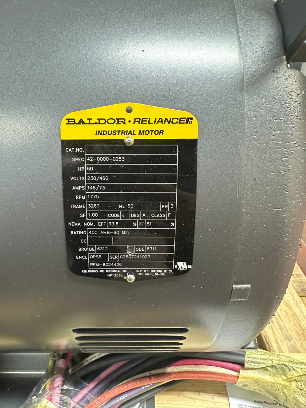 Baldor Hydraulic Elevator Pump Motor PEM-6024426 — North East Escalator ...
